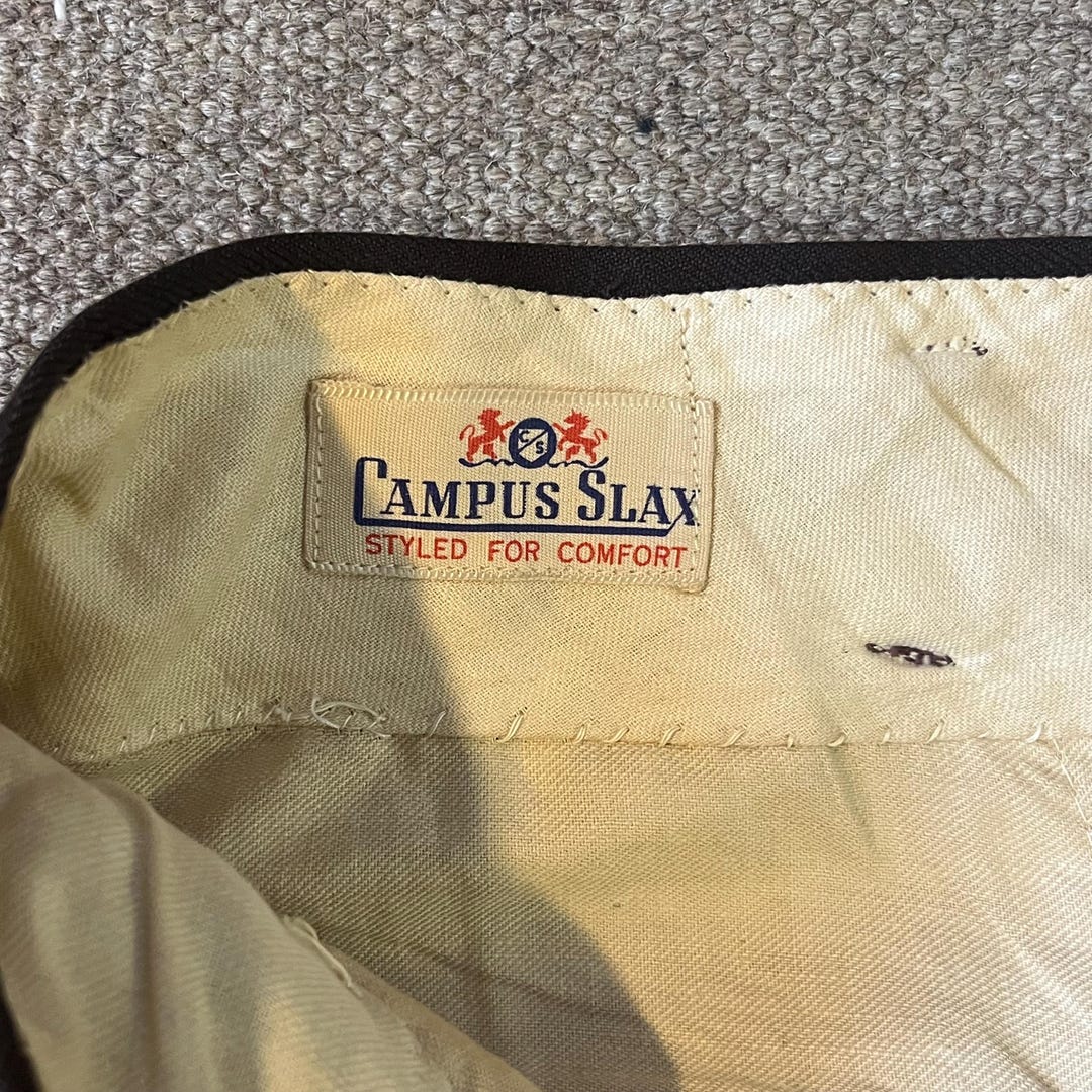 1950s Campus Slax Flat Front Rockabilly Wool Gabardine Dress Pants ...