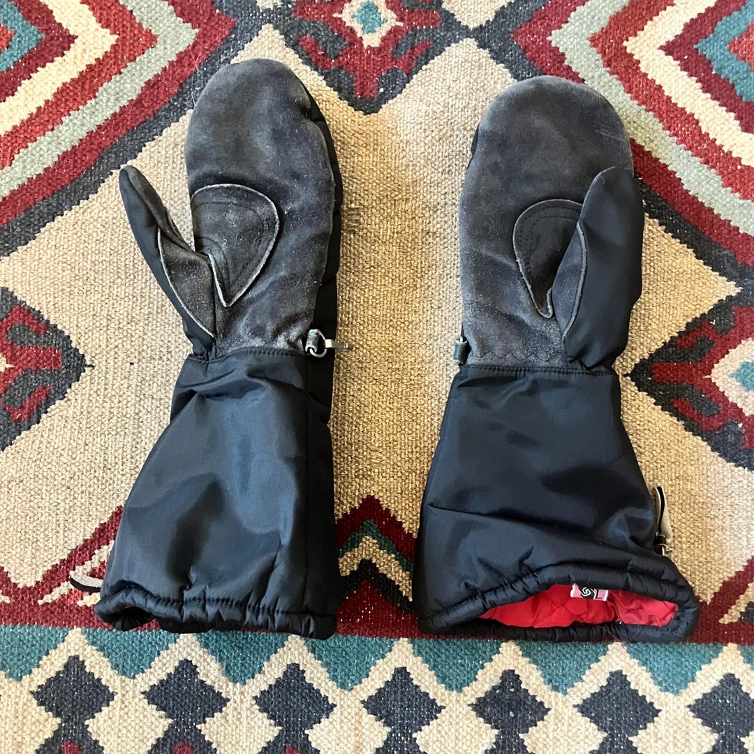 Vintage 70s Kombi Leather & Nylon Winter Ski Snowmobile Gloves Womens ...