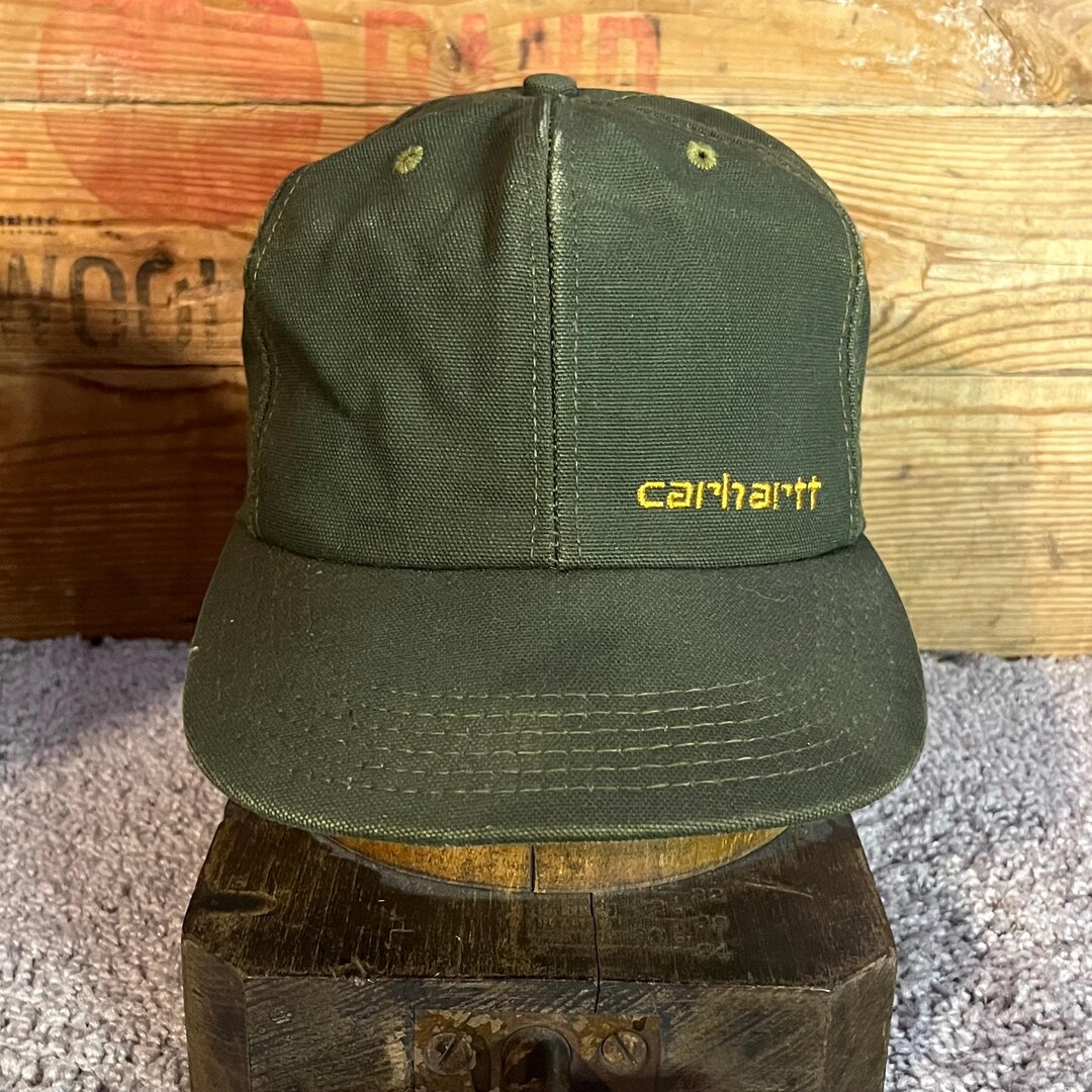 Carhartt Duck Canvas Snapback Hat Vintage 90s USA Made Green Denim Cap ...