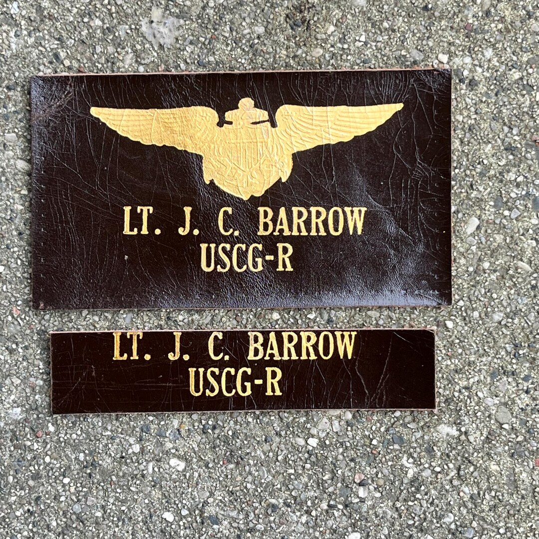 1950s US Coast Guard Leather Jacket Chest Name Tag Patch Vintage Lot ...