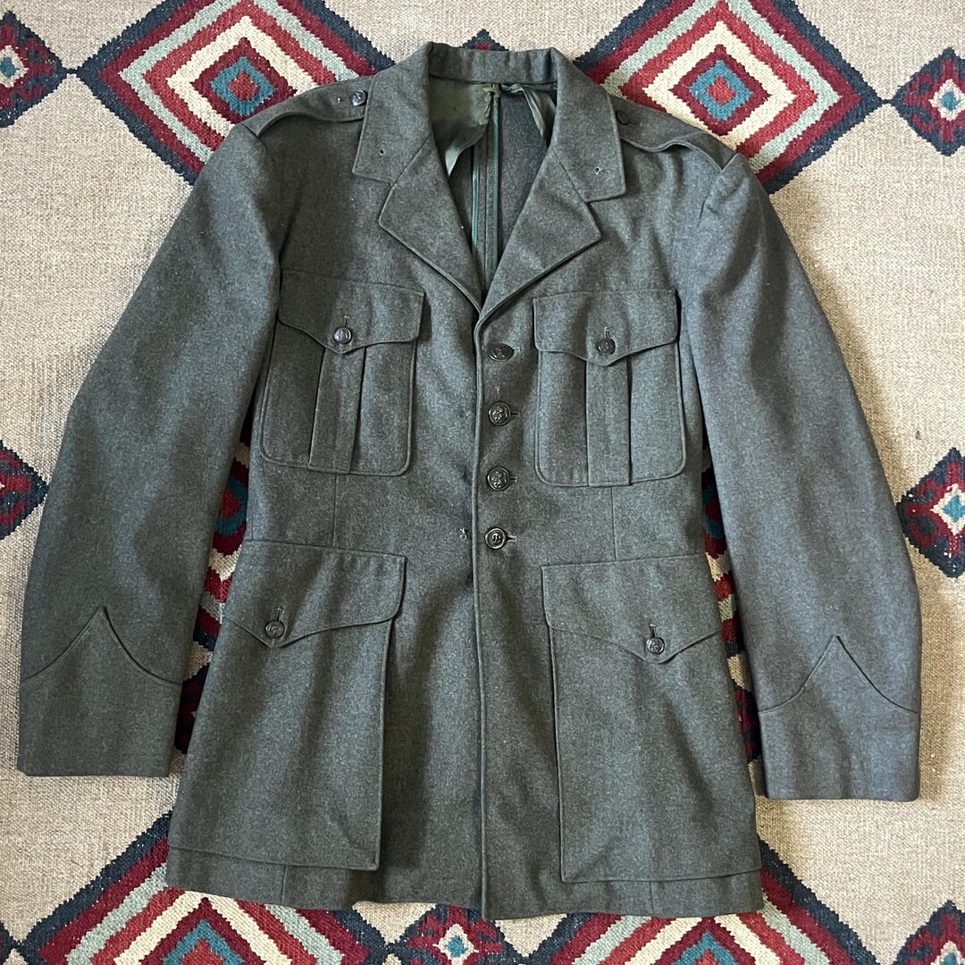 USMC Wool Dress Jacket Vintage 50s Mens Medium Green Marine Corps ...