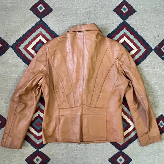 1970s Reed Detroit Tan Leather Jacket | Vintage 70s M… - Gem