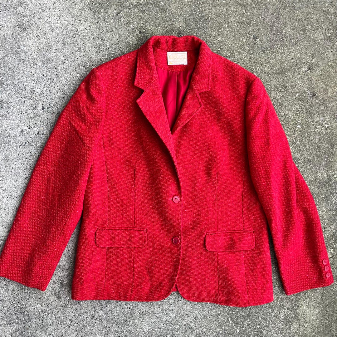 Vintage 80s Pendleton Red Wool Jacket | Womens Sz 16 USA Made Blazer - Etsy