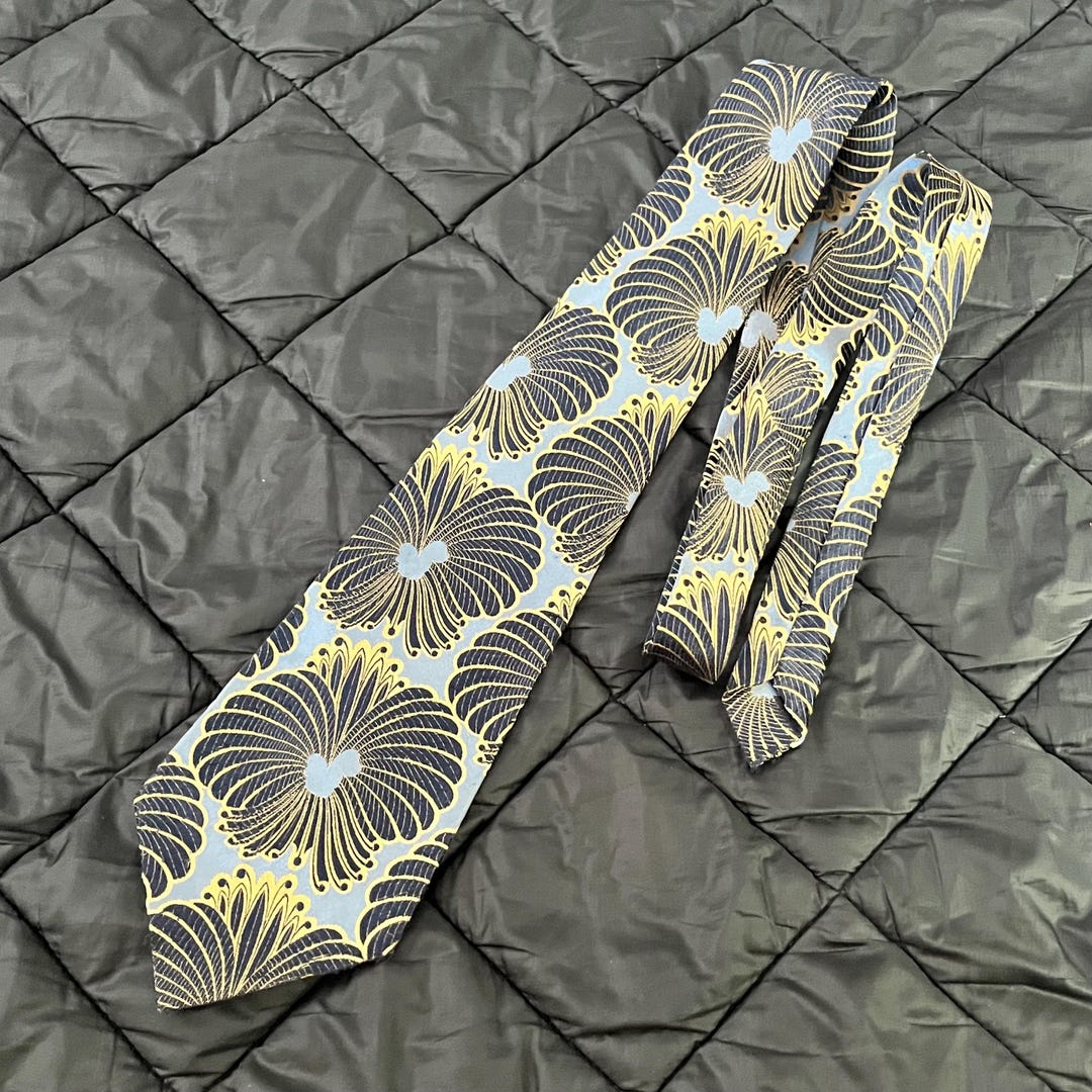 Golden Trident Triton Abstract Retro Tie | Vintage 70s Necktie - Etsy