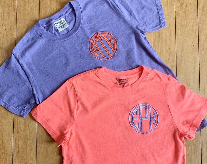 Monogram Youth Tee Kids Embroidered Monogram T-shirt Pigment Dyed ...