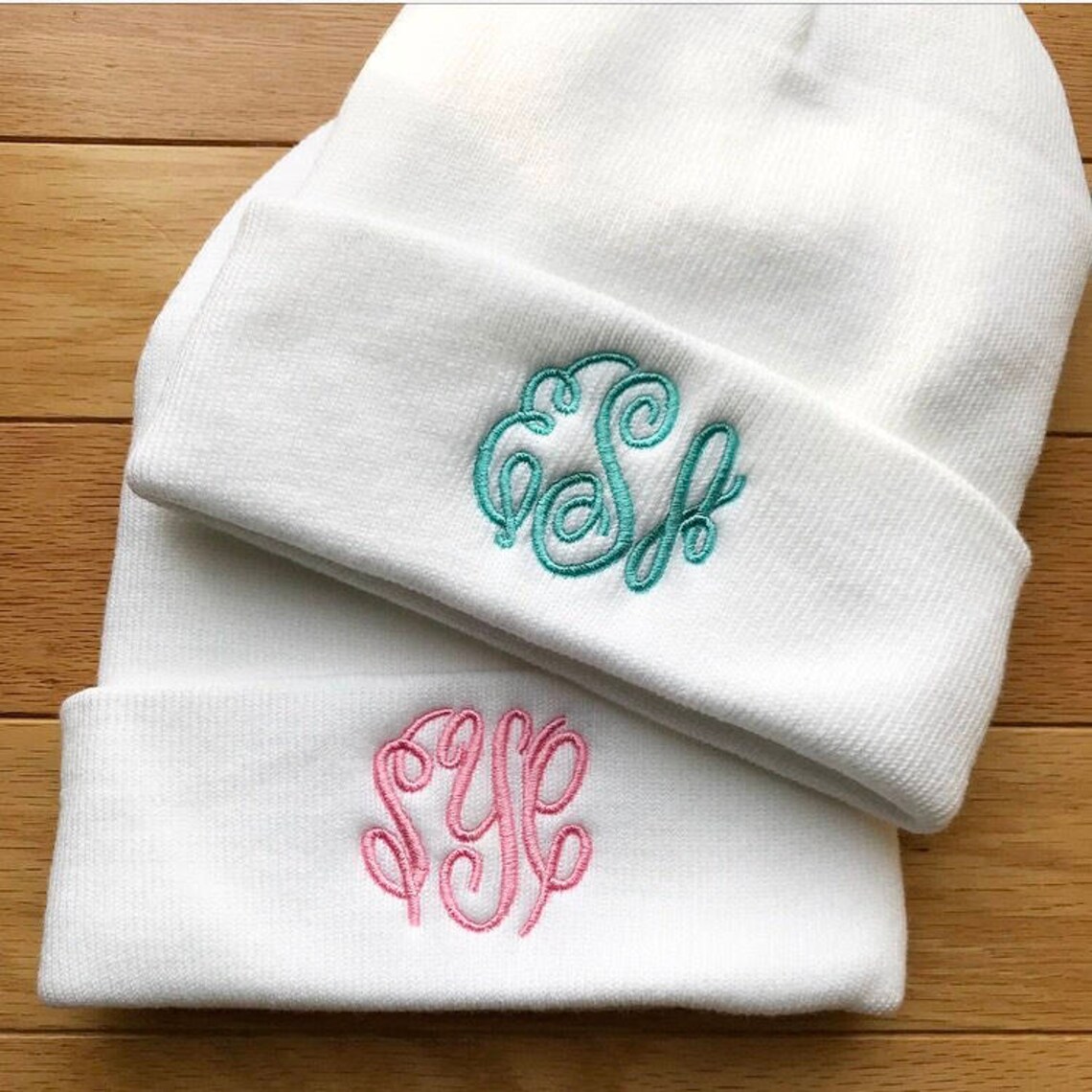 Embroidered Monogram Beanie - Personalized Knit Winter Hat - Etsy
