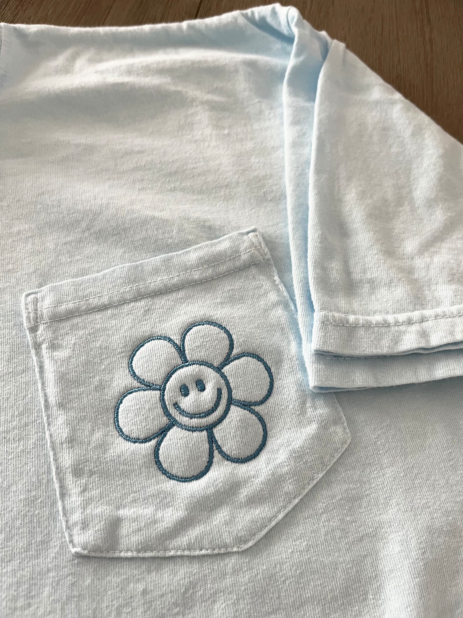 Flower Smile Tee- Comfort Colors Smiley Face Monogram Pocket Tee ...