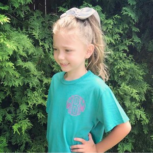 Monogram Youth Tee- Kids Embroidered Monogram T-shirt- Pigment Dyed ...