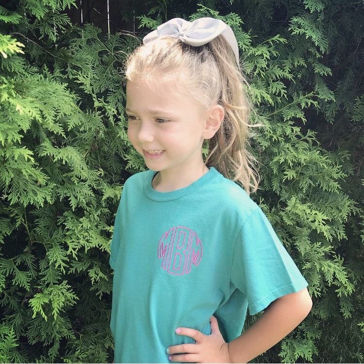 Monogram Youth Tee Kids Embroidered Monogram T-shirt Pigment - Etsy