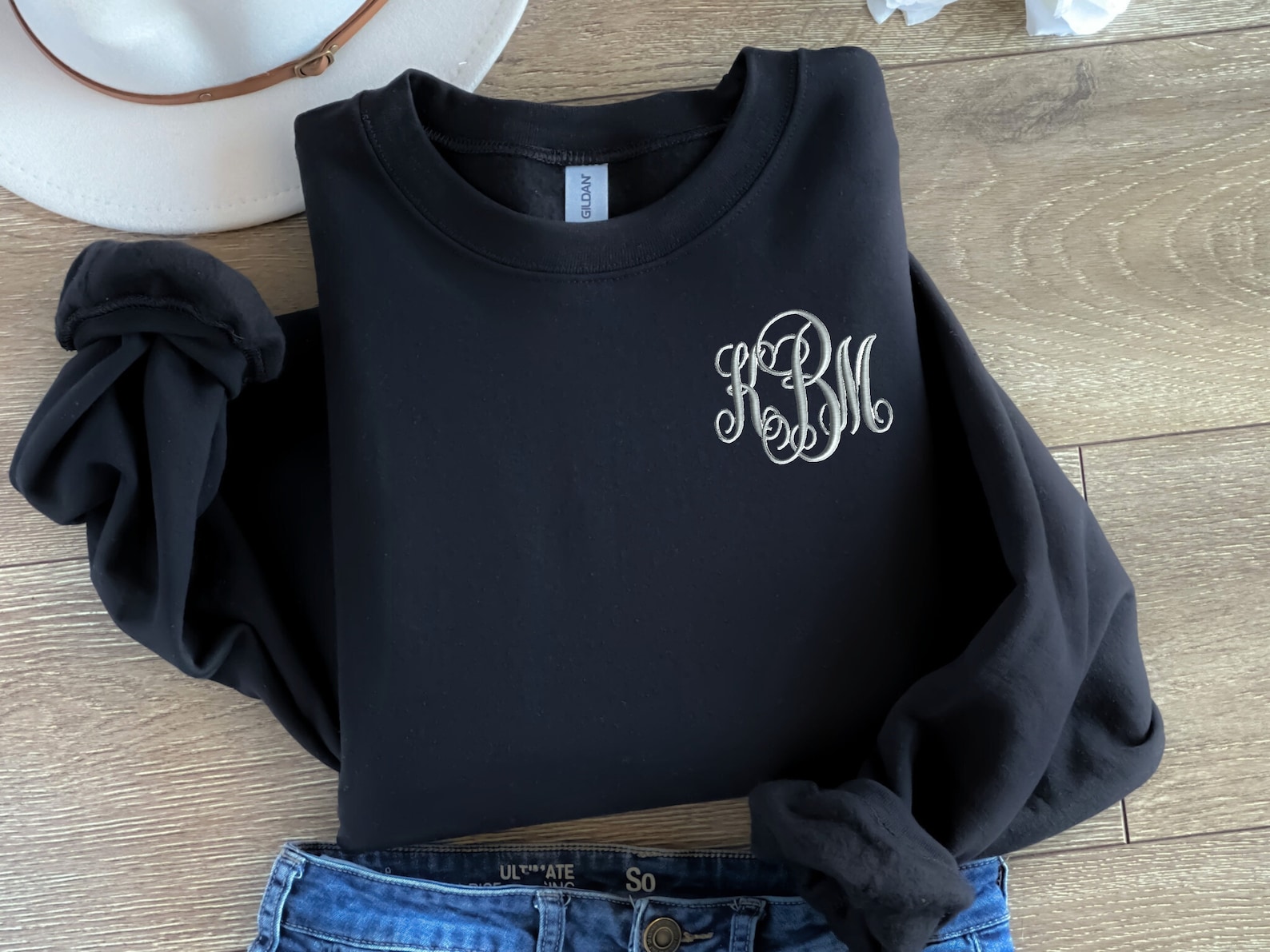 Monogram Embroidered Sweatshirt- Personalized Crewneck- Monogrammed ...