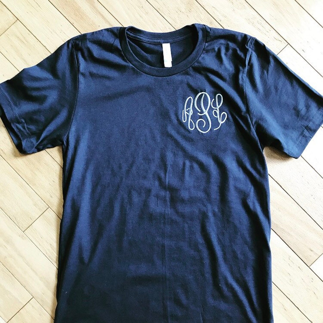 Mongrammed Ladies Tee Bella Canvas Monogram T-shirt Relaxed Embroidered ...