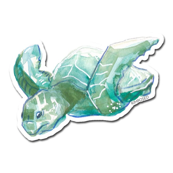 Watercolor Sea Turtle 3 Waterproof Vinyl Sticker for | Etsy