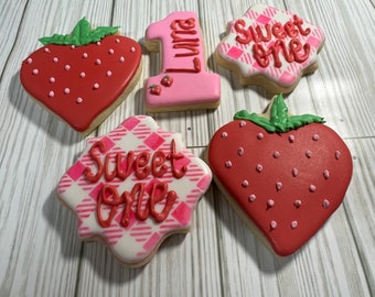Sweet One Strawberry Cookies - Etsy