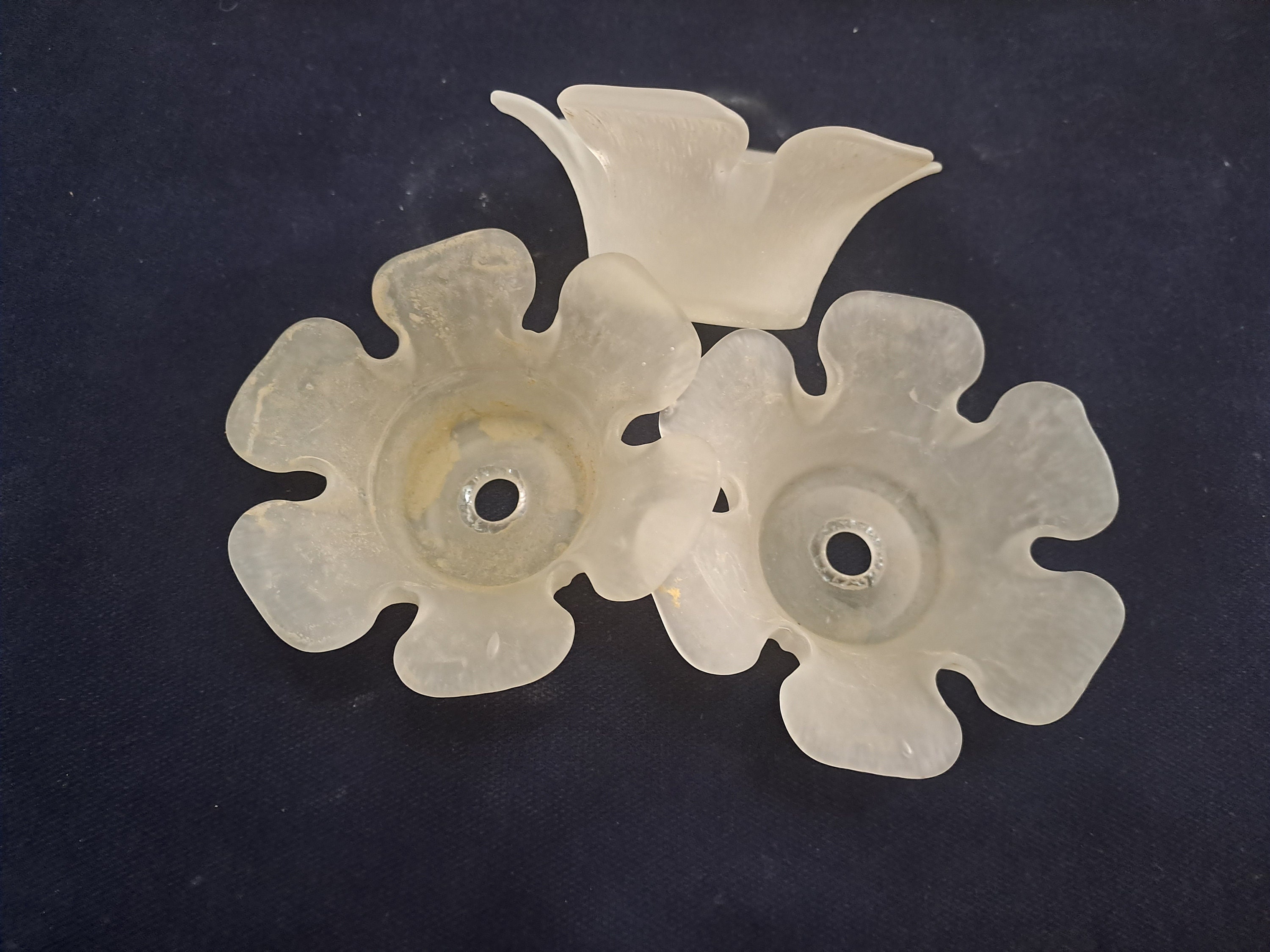 Old Stock Bobeche Frosted Flower Glass for Chandeliers and Lamp Parts ...