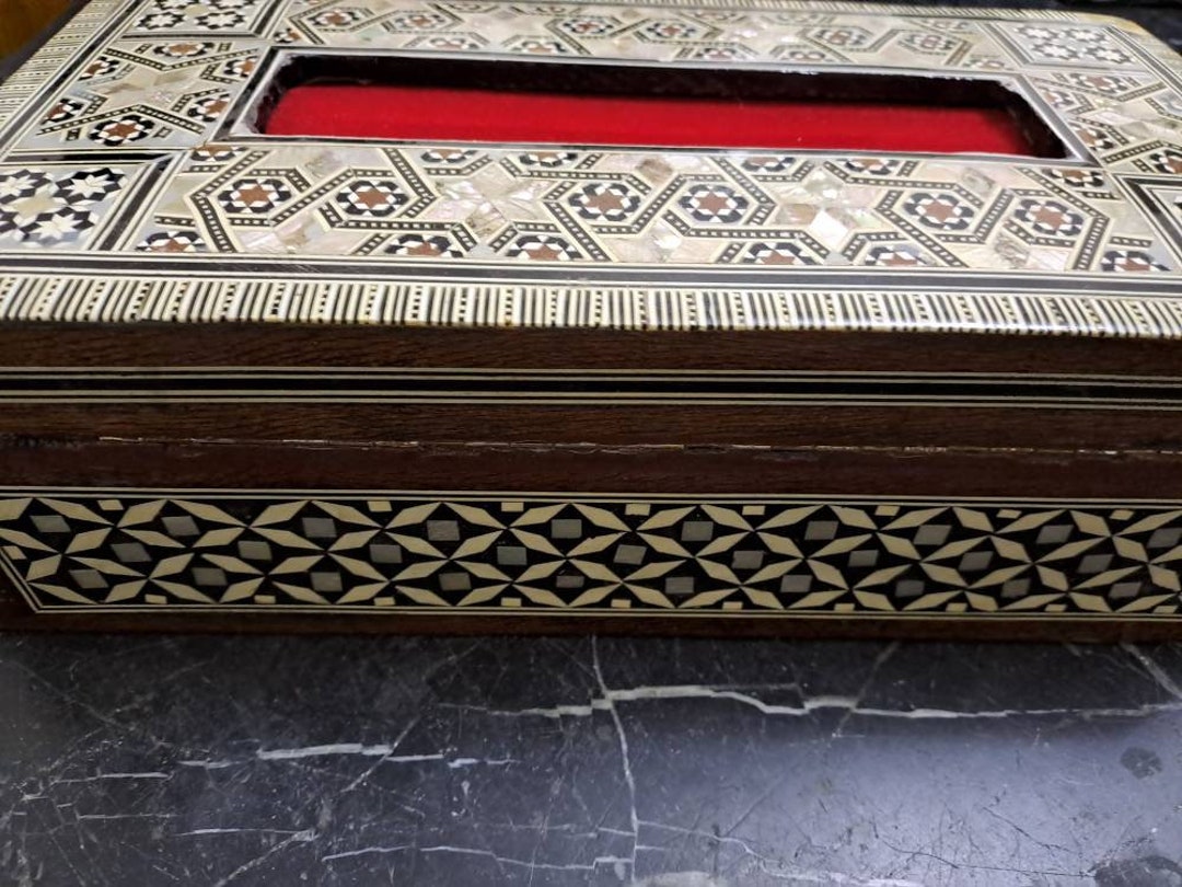 Handcrafted Egyptian Natural Mother of Pearl Lnlaid Wooden Tissue Box ...