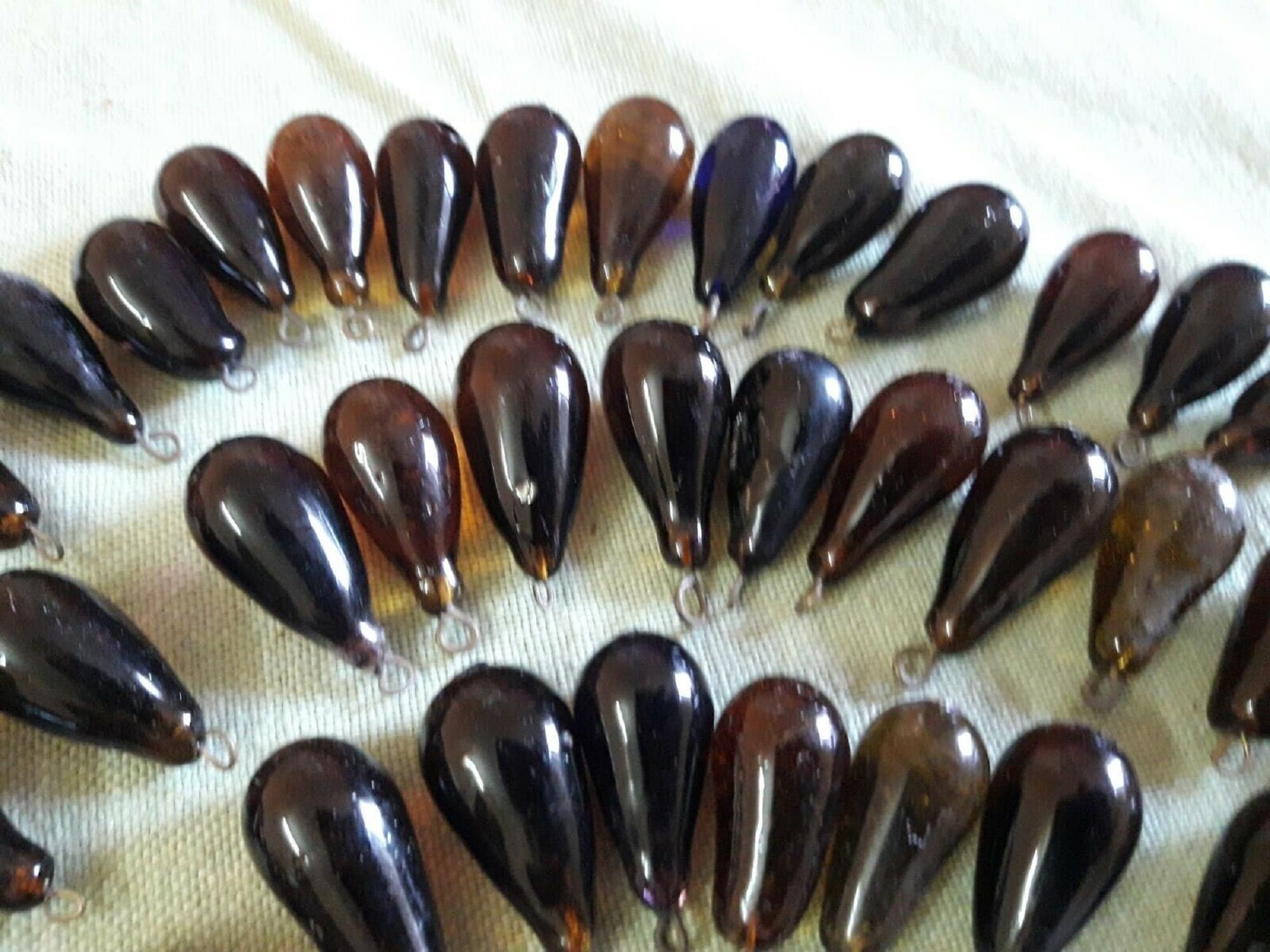 Lot of Vintage 50 Pieces Handmade Pear Rain Drop Colors Glass - Etsy