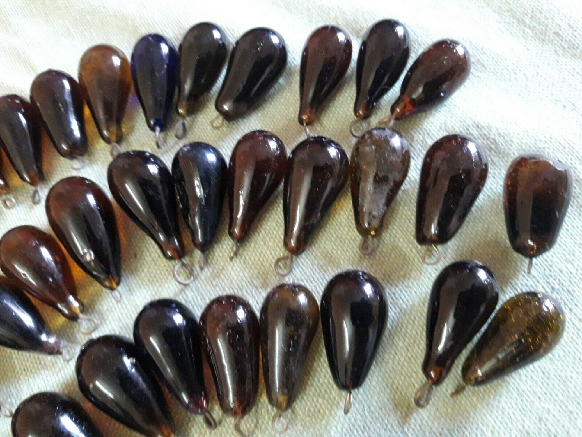 Lot of Vintage 50 Pieces Handmade Pear Rain Drop Colors Glass - Etsy