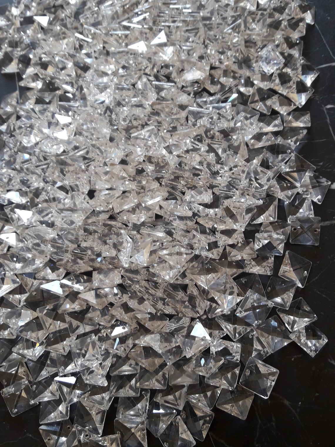 Large Lot of Square Vintage Crystal Glass for Chandelier Connector 14MM ...