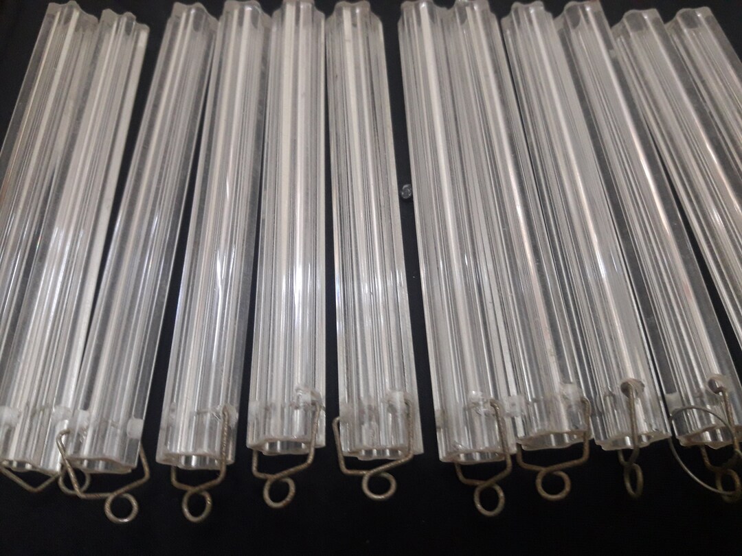 40 Pieces Chandelier Glass Rod 5 Part Stick Pendant 6 Lobes With Hanger ...