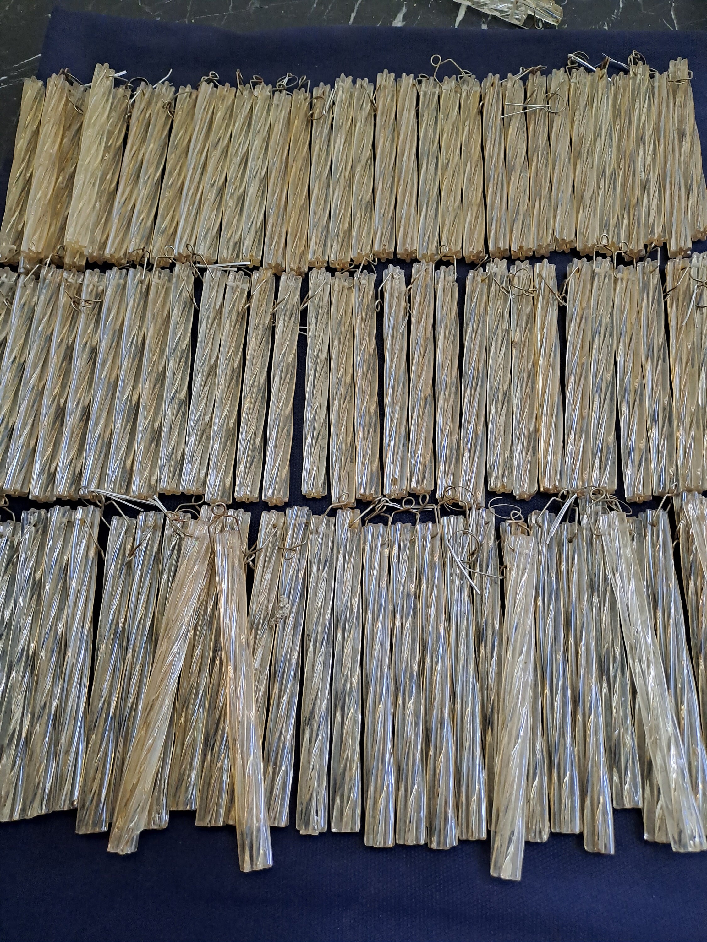 Large Lot of 100 Pieces Gold Twist Glass Rods for Chandelier Parts 4.25 ...