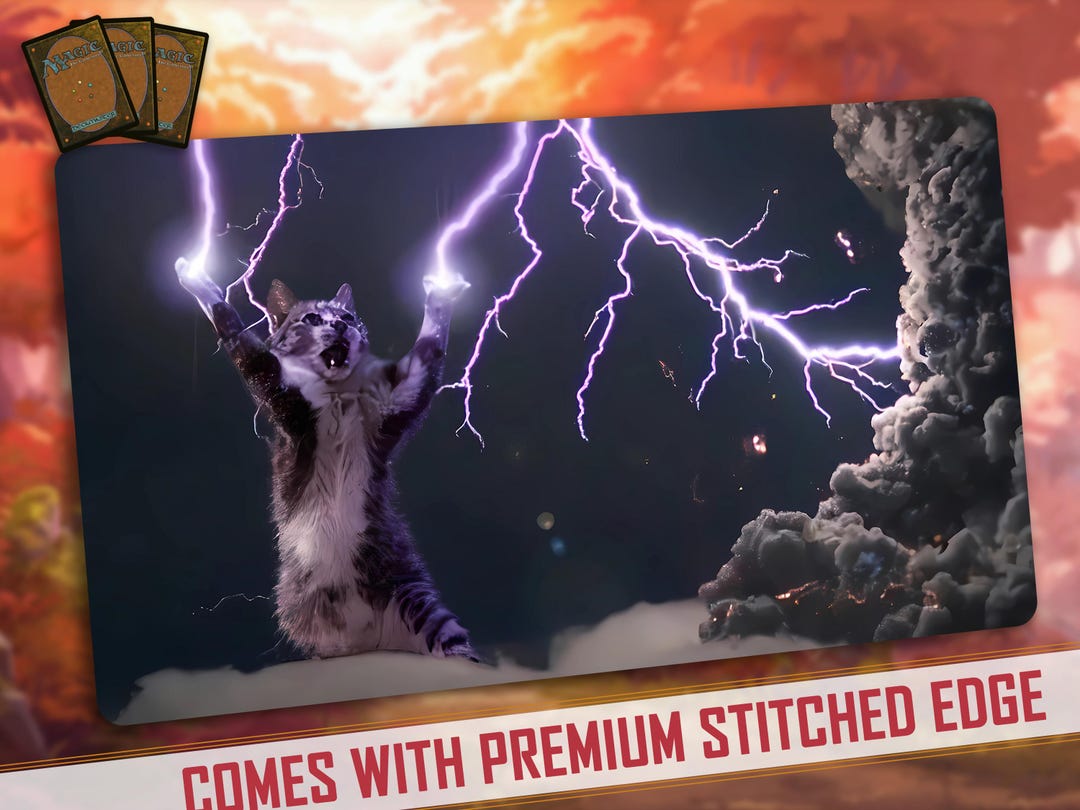 Cat Lightning - Playmat MTG Inspired by Foundations 24" X 14" Inches ...