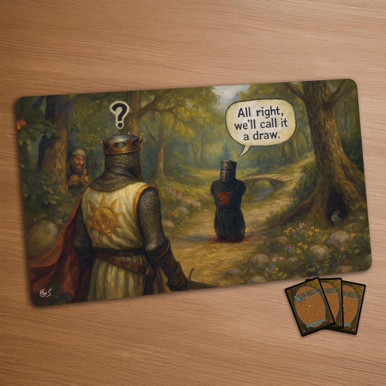 Funny MTG Playmat - Monty Python Black Knight | Stitched Edges Extra ...