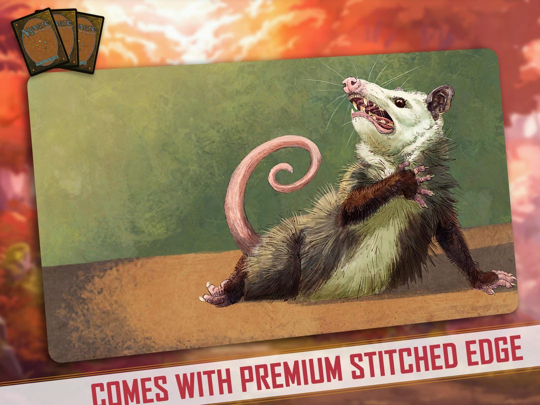 Funny MTG Playmat: Dramatic Possum | Stitched Edges Extra Thick 24×14 ...