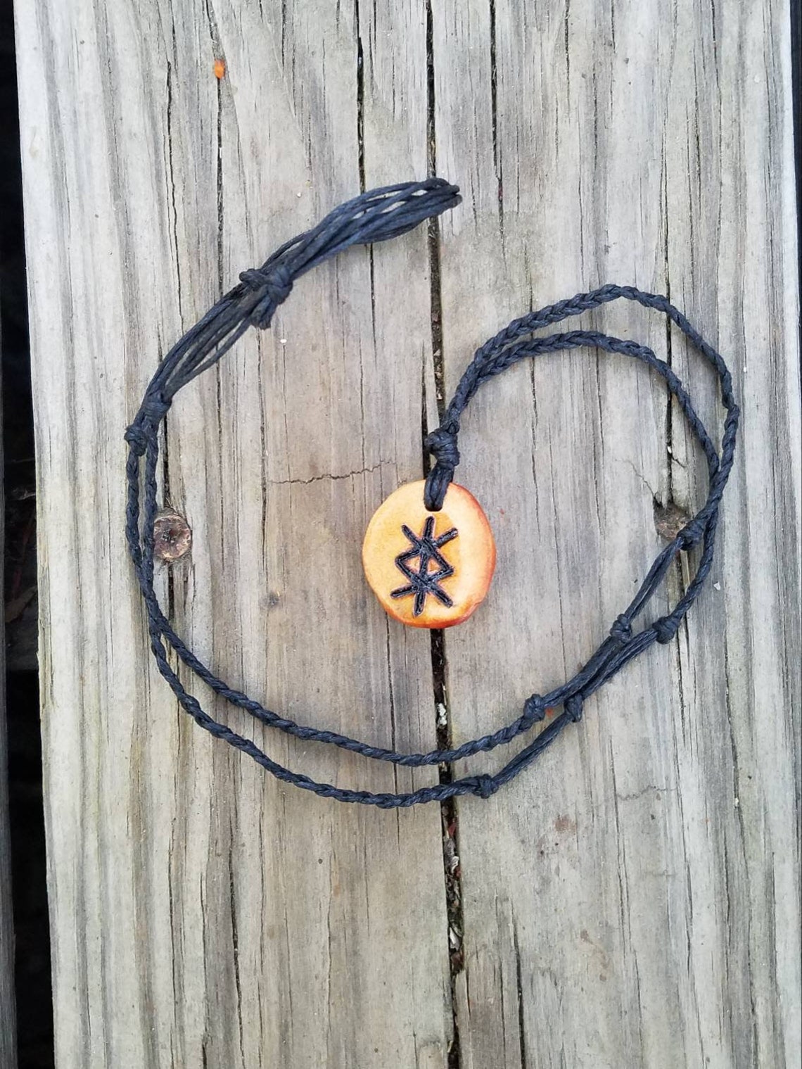 Protection Binding Rune Carved Avocado Stone Rune Necklace - Etsy