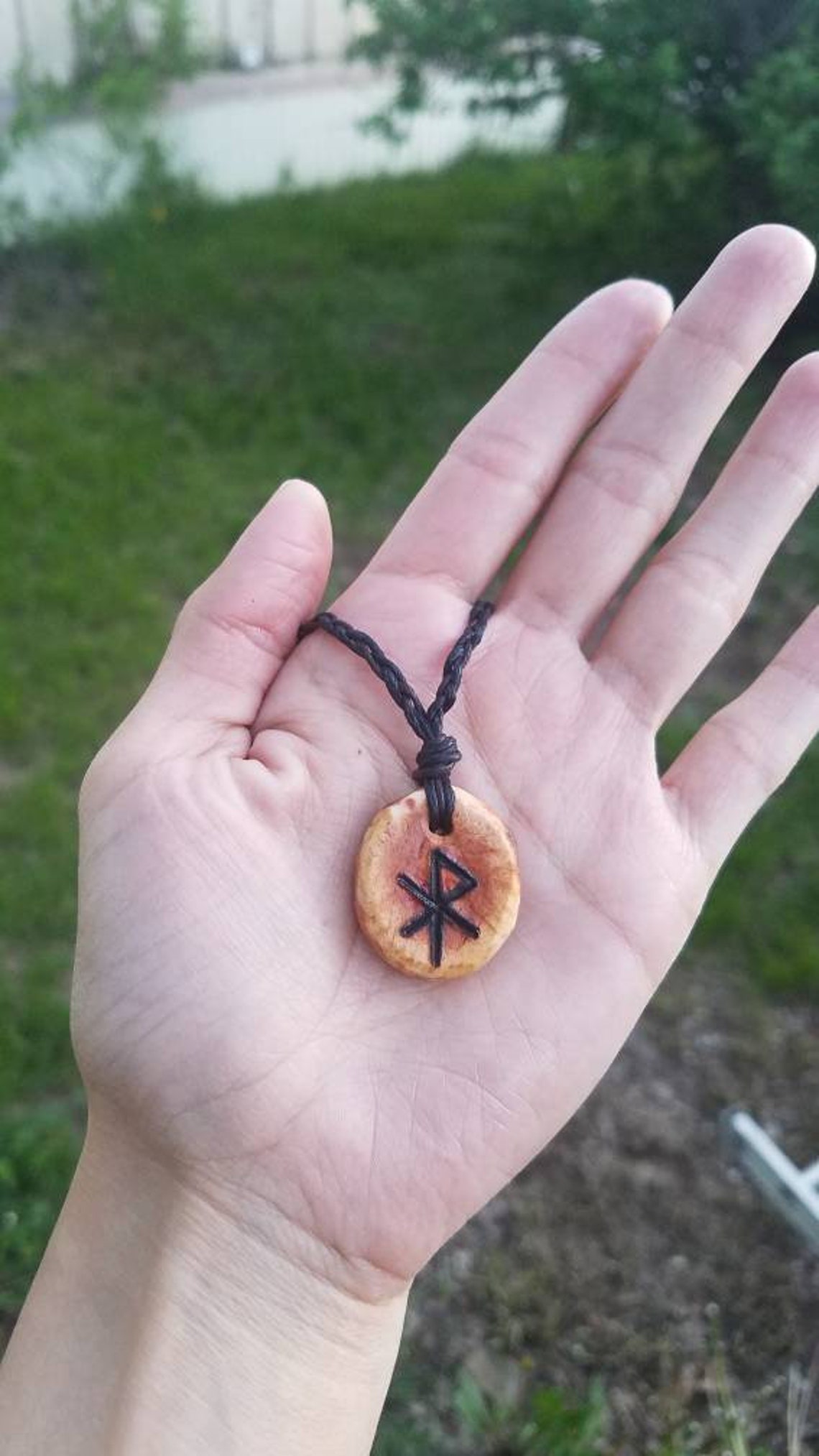 Love Binding Rune Carved Avocado Stone Rune Necklace Gifts | Etsy