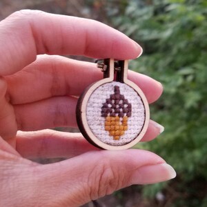 Tiny Acorn Embroidery Necklace, Acorn Necklace, Autumn Gift, Mini Acorn ...