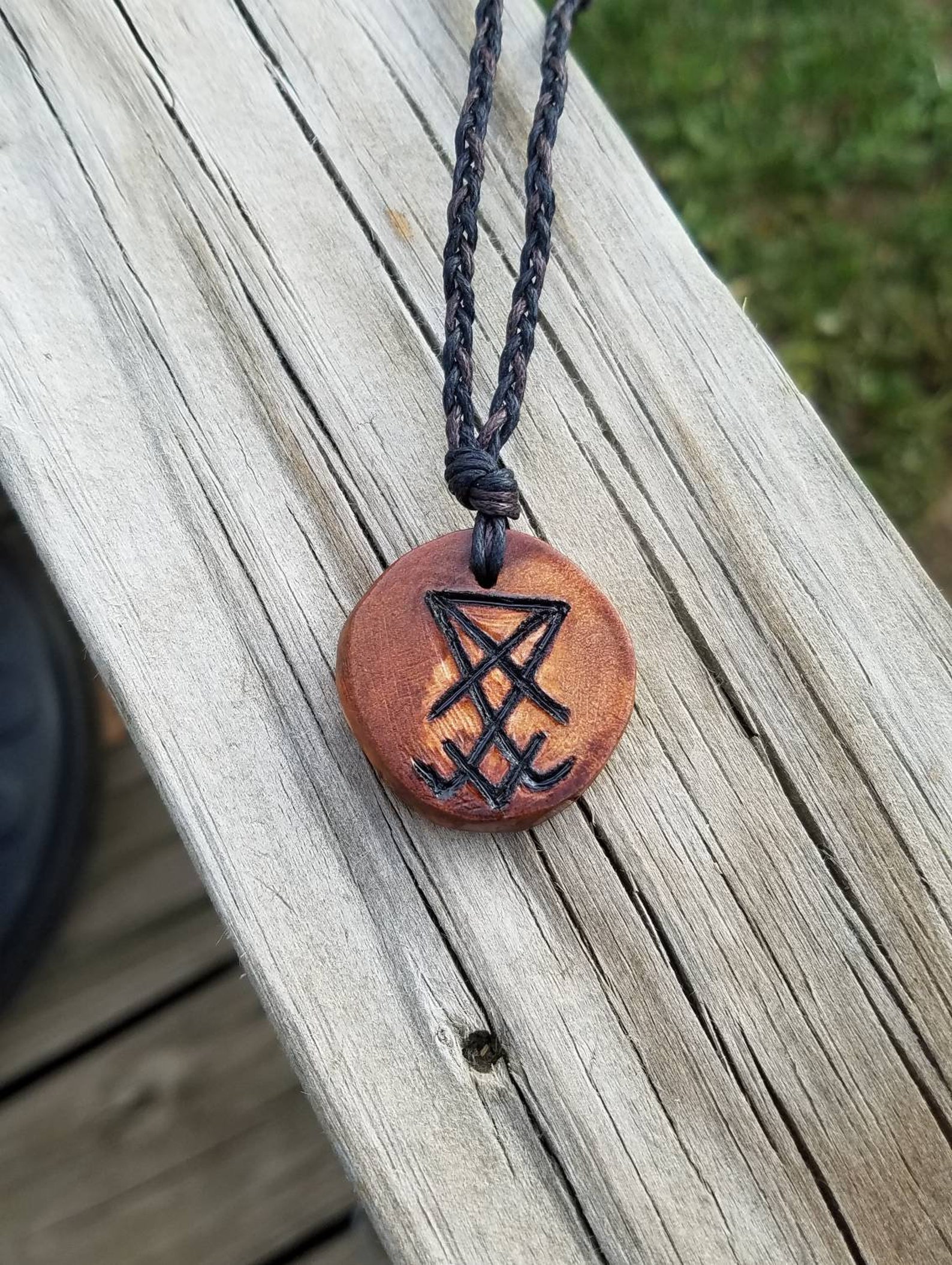Lucifer Sigil, Carved Avocado Stone, Lucifer Necklace, Gift for Him ...