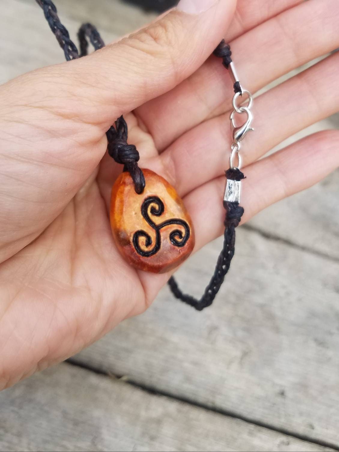 Triskele Symbol Carved Avocado Stone Celtic Gift Christmas | Etsy