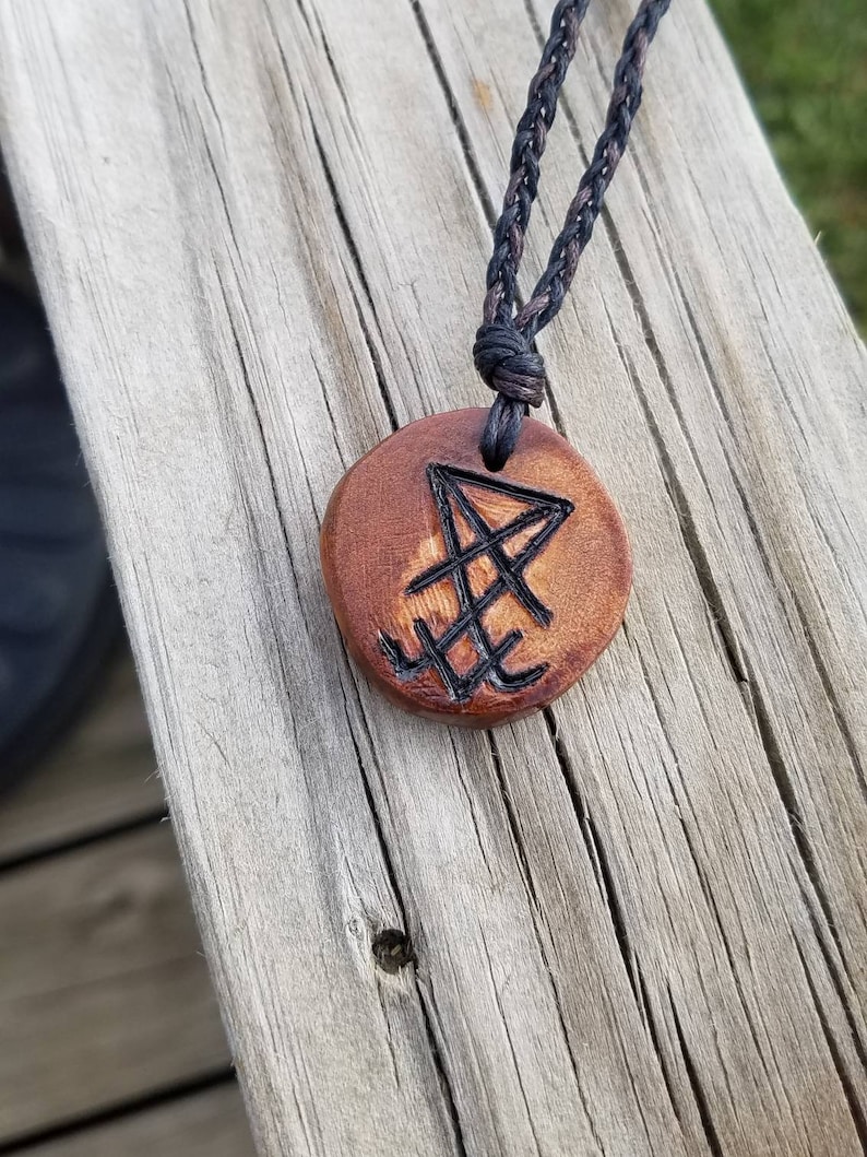 Lucifer Sigil, Carved Avocado Stone, Lucifer Necklace, Gift for Him ...