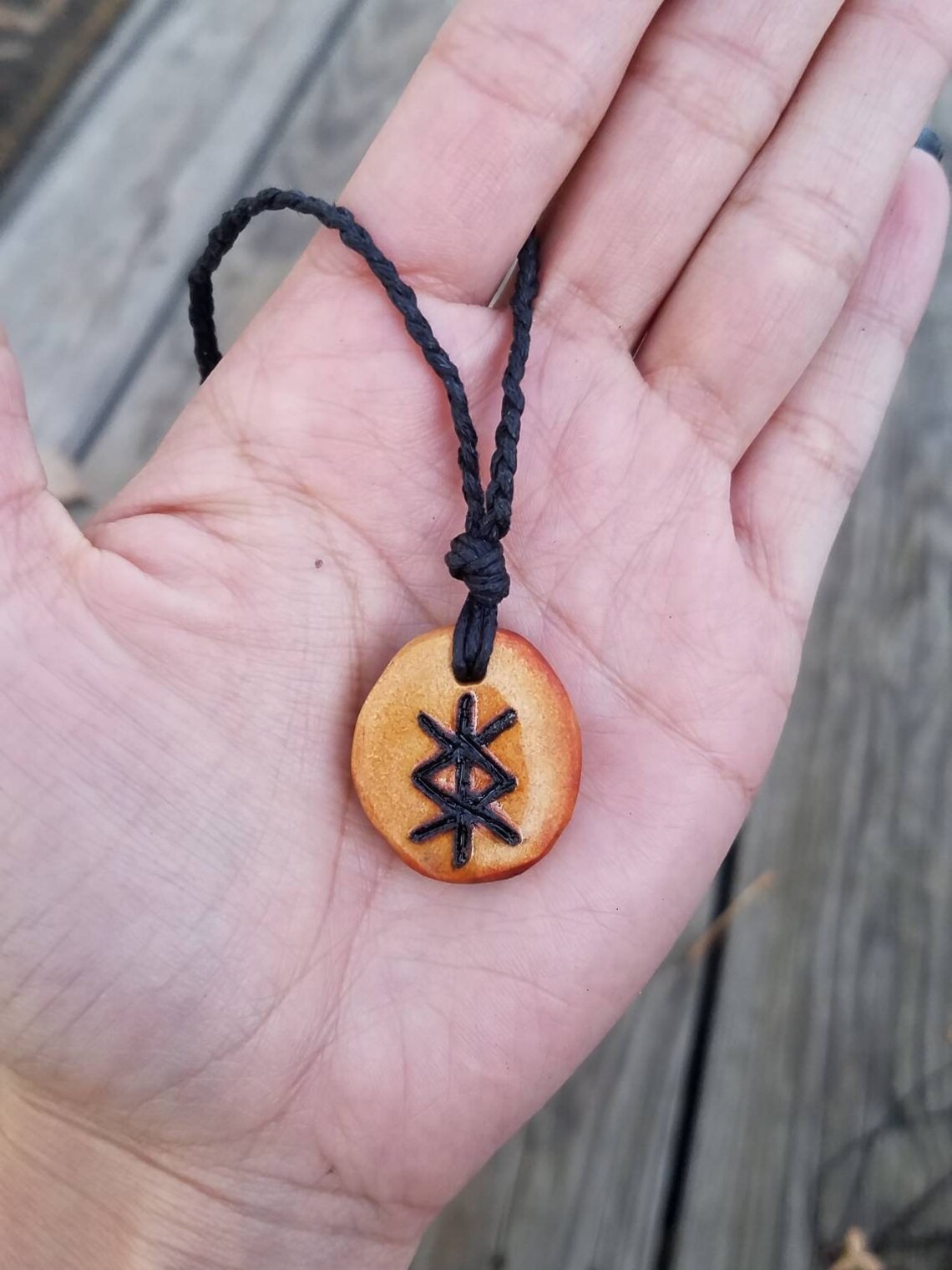 Protection Binding Rune Carved Avocado Stone Rune Necklace - Etsy