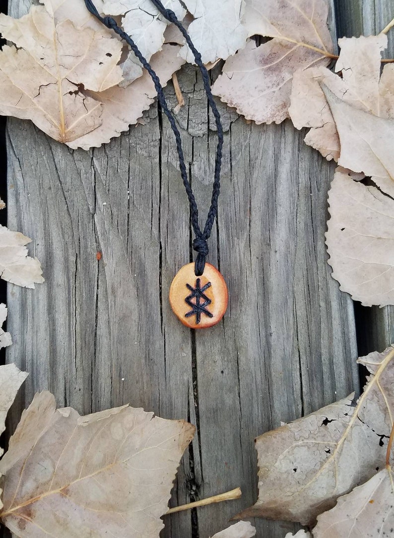 Protection Binding Rune Carved Avocado Stone Rune Necklace - Etsy