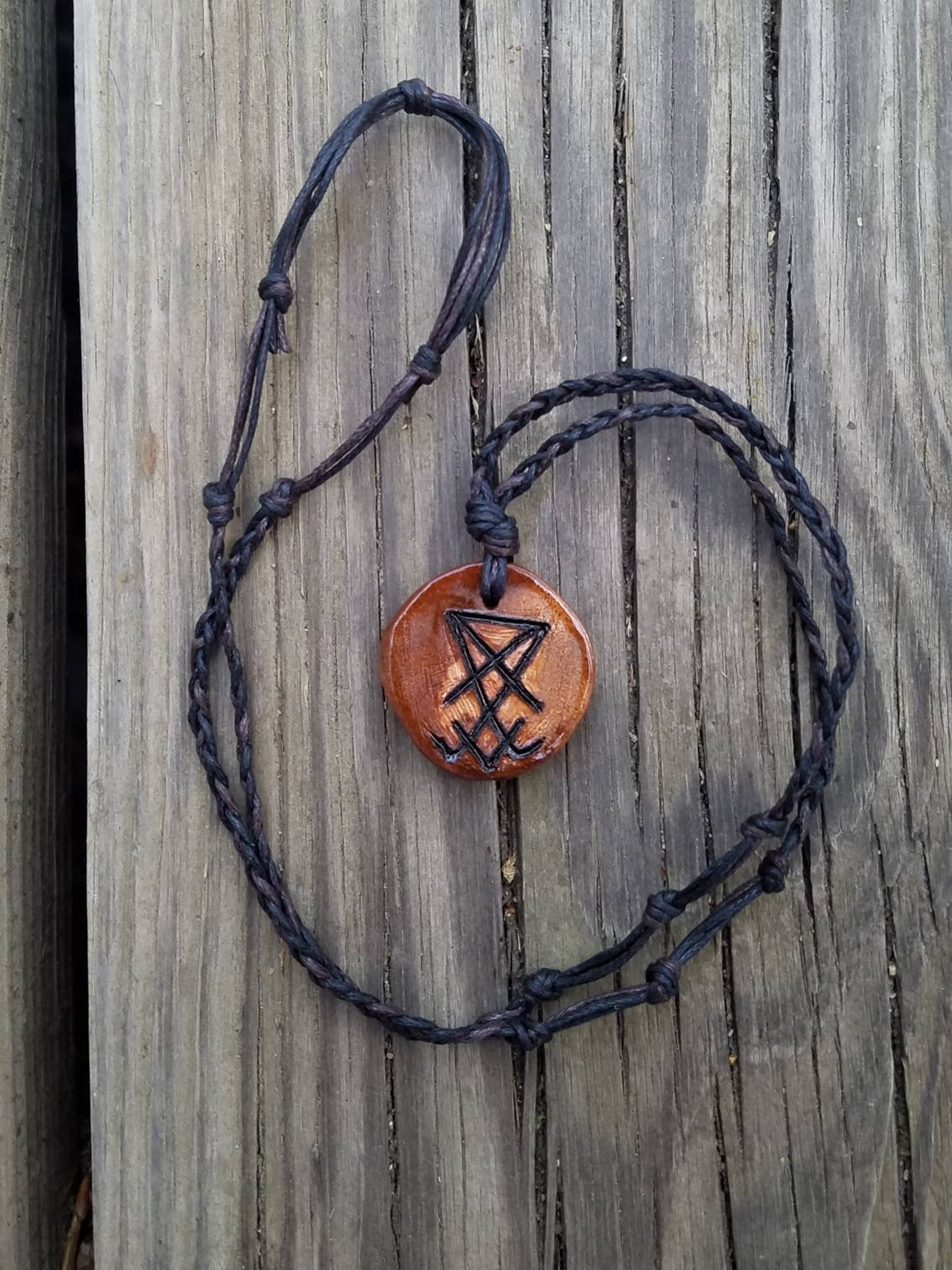 Lucifer Sigil, Carved Avocado Stone, Lucifer Necklace, Gift for Him ...