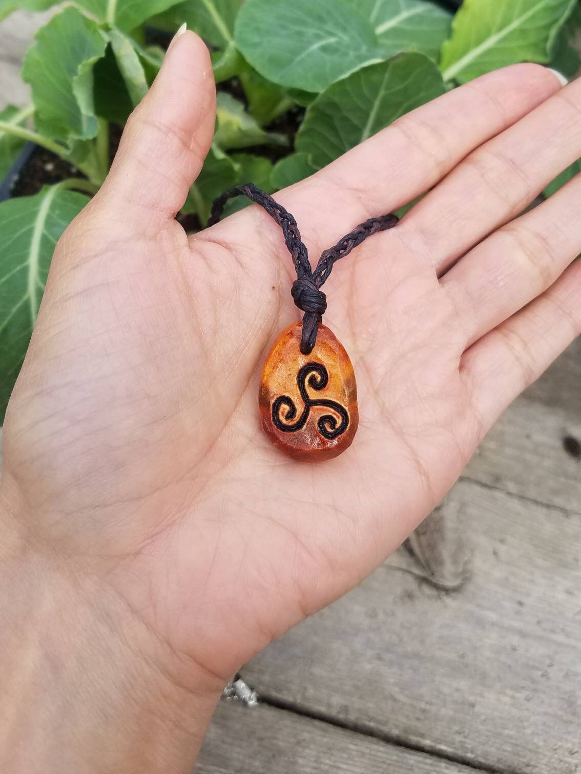 Triskele Symbol Carved Avocado Stone Celtic Gift Christmas | Etsy