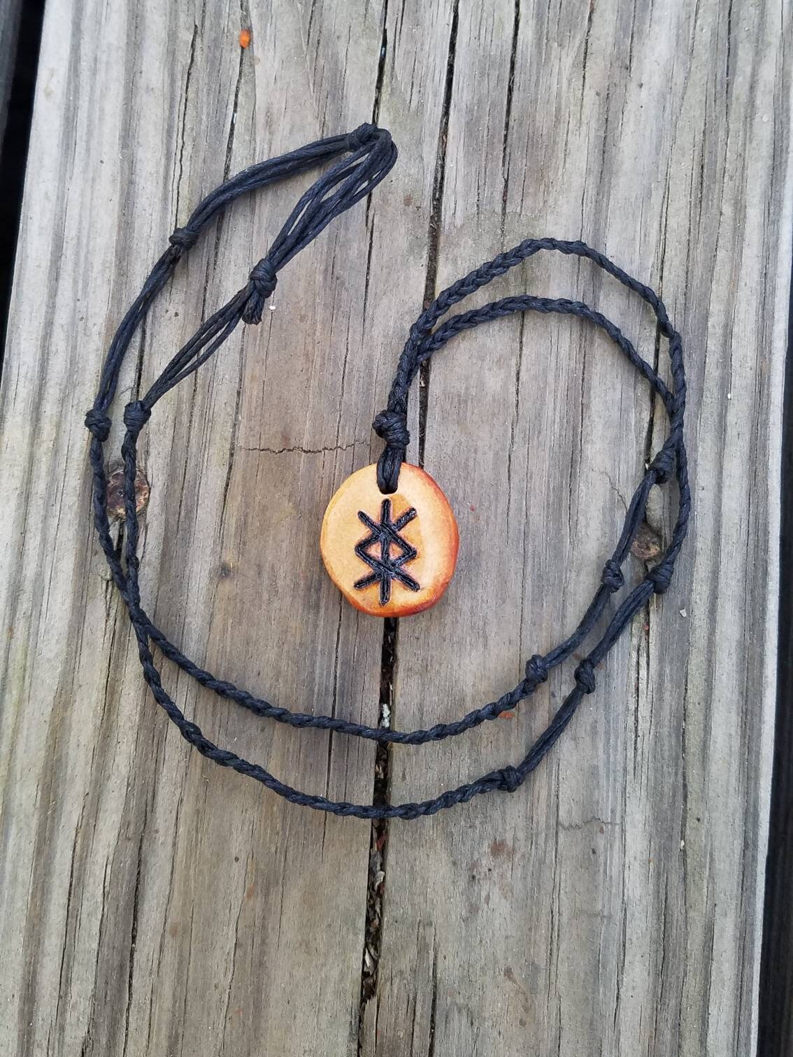 Protection Binding Rune Carved Avocado Stone Rune Necklace - Etsy