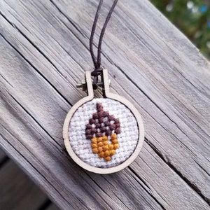 Tiny Acorn Embroidery Necklace, Acorn Necklace, Autumn Gift, Mini Acorn ...