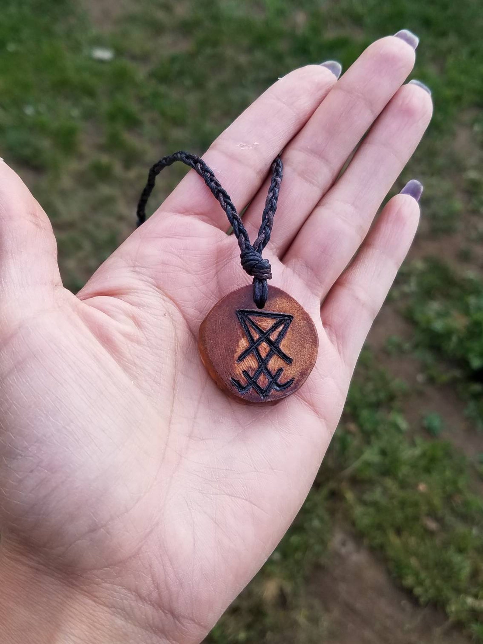 Lucifer Sigil, Carved Avocado Stone, Lucifer Necklace, Gift for Him ...