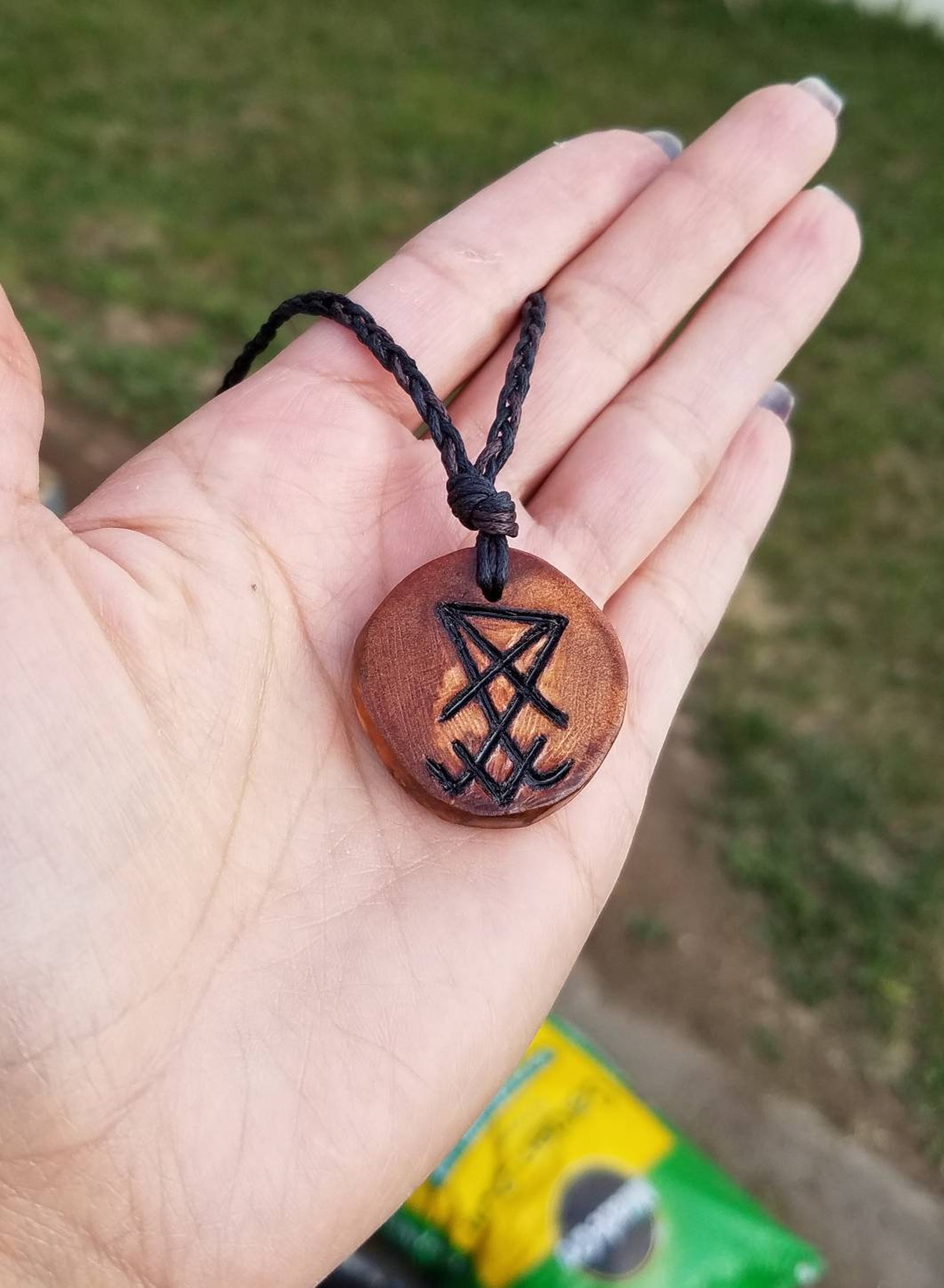 Lucifer Sigil, Carved Avocado Stone, Lucifer Necklace, Gift for Him ...