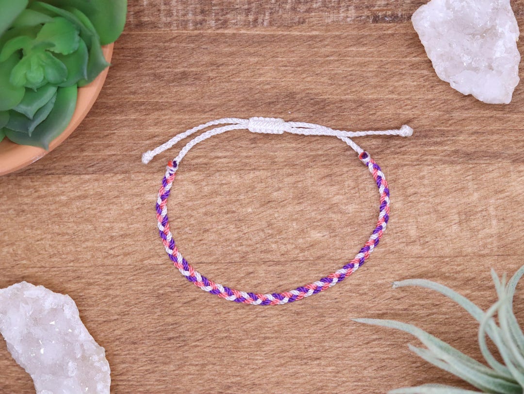 Very Berry, Chunky Flat Bracelet or Anklet, Pink and Purple, Friendship ...