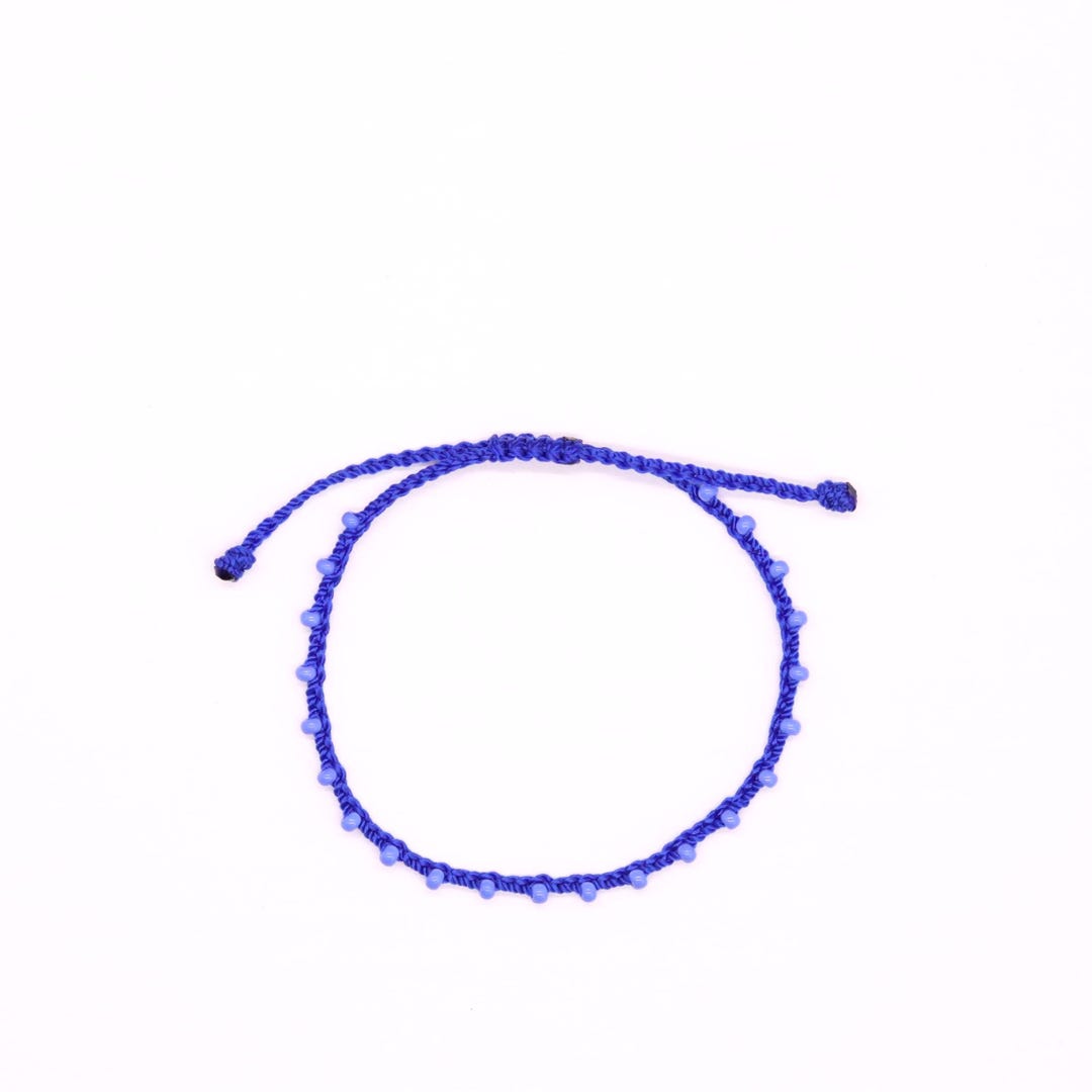 Royal Blue & Periwinkle Bead Braided Bracelet, Micro Braided ...