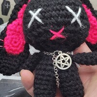 Creepy Cute Gothic Bunny Crochet Doll Amigurumi Plush Handmade Black ...