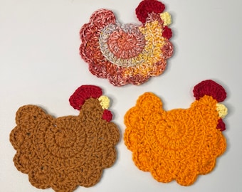 Crochet Chicken Coaster Pattern - Etsy