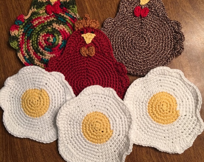 Chicken and Egg Coasters Set of 6 - Etsy
