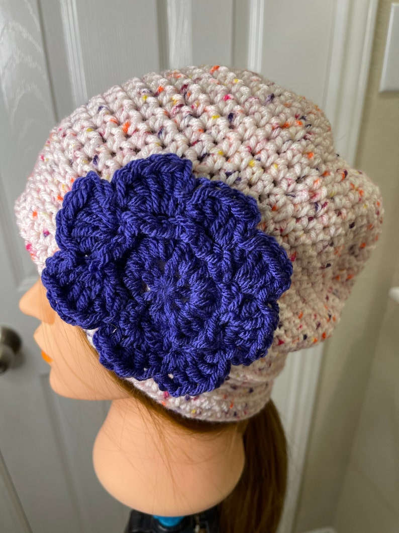 Crochet Beanie Hat With Flower - Etsy