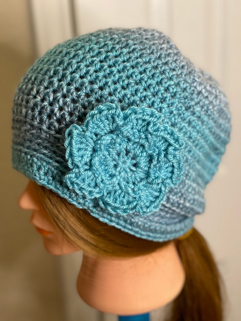Crochet Beanie Hat With Flower - Etsy