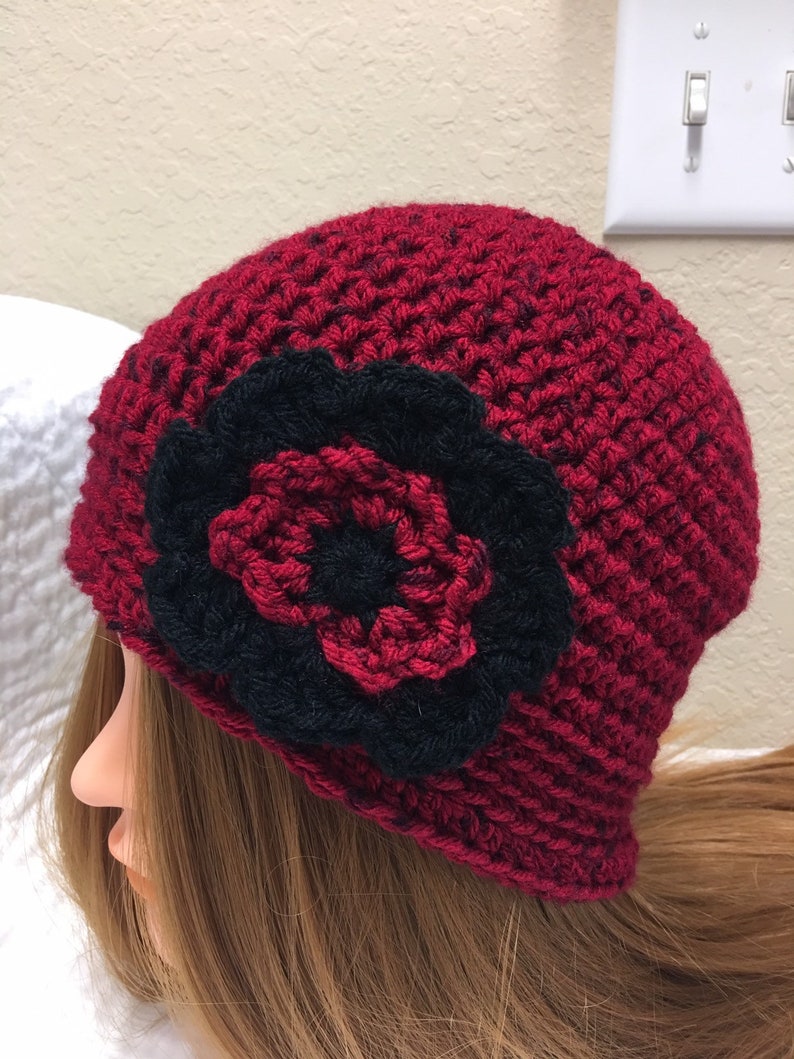 Crochet Beanie Hat With Flower - Etsy