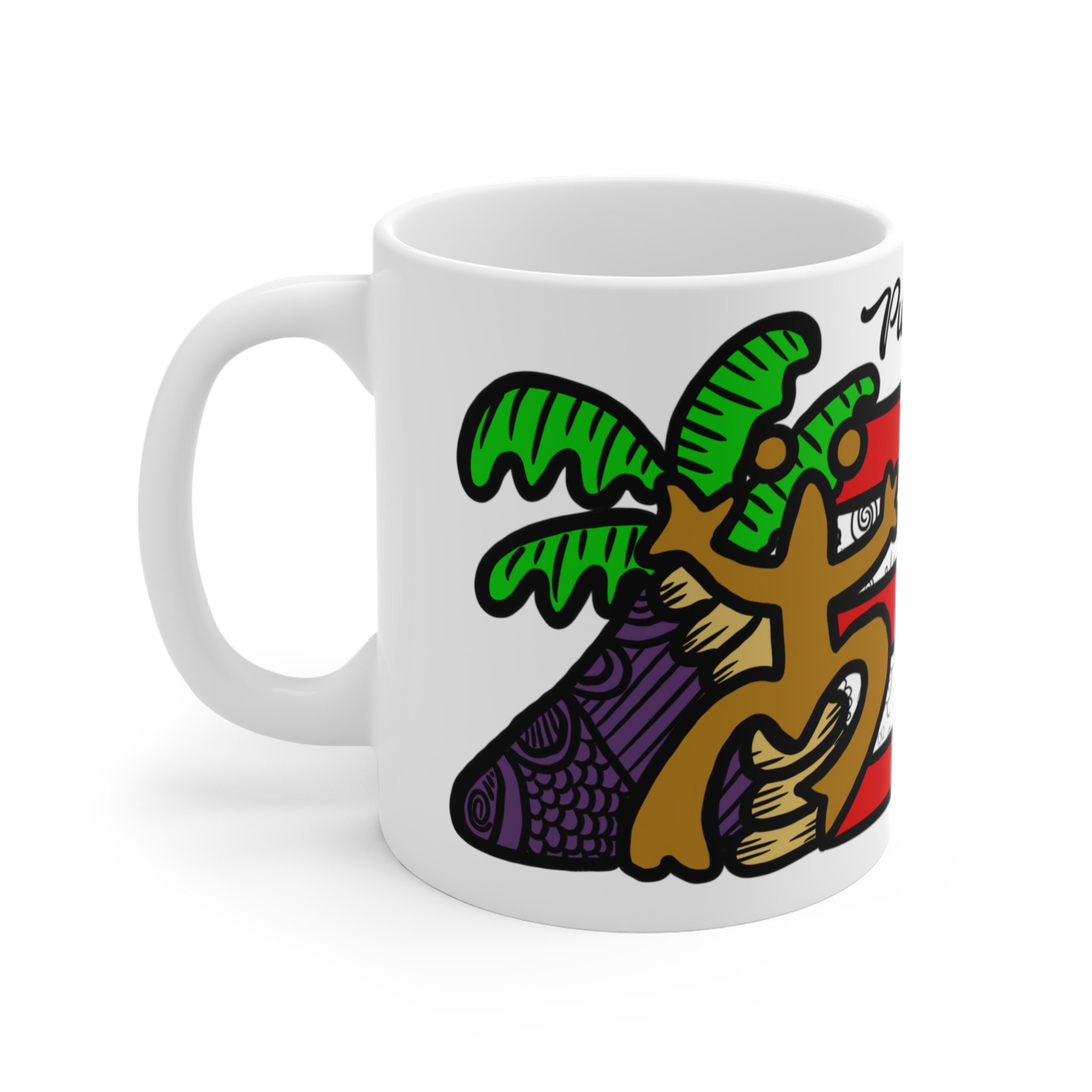 Puerto Rico, Taino Symbols, Puerto Rico Flag, Palm Tree. Mug 11oz - Etsy